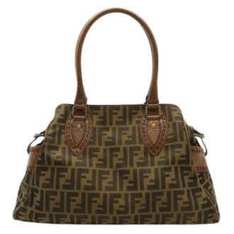 Fendi Pre-owned Zucca Etnico Nylon Jacquard Leather Tote Bag - - Pre-owned - Damen - Braun - ONE SIZE