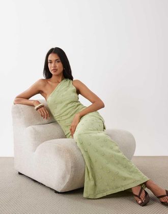 Gina Tricot Gina Tricot - Jupe longue densemble transparente avec fleurs en relief - Vert clair