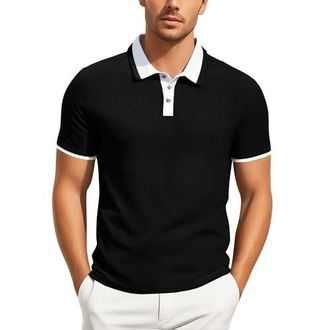 Generic Polo homme &eacute;t&eacute; style d&eacute;contract&eacute; Convient pour les trajets daffaires T-shirt &agrave; manches courtes, Noir, XXL