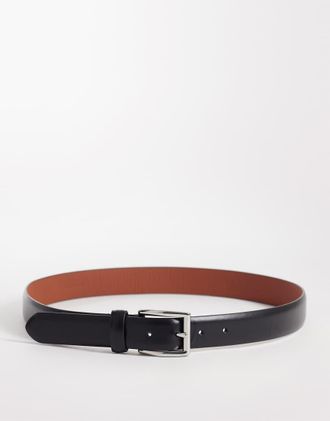 Polo Ralph Lauren Ceinture en cuir grain&eacute; avec logo embl&eacute;matique - Marron-Bleu marine