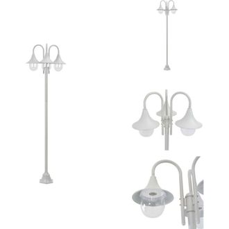 vidaXL Garten-Pollerleuchte E27 220 cm Aluminium 3-Laterne Wei&szlig; - Gartendekor - Au&szlig;enbeleuchtung - Laterne - LED-Lampe - Gartenlicht