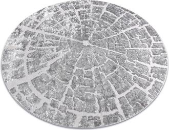 RugsX Modern mefe Teppich Kreis 6185 Baum Holz - Strukturell zwei Ebenen aus Vlies grau grey rund 160 cm