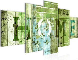 Runa Art Bild Wohnzimmer Home 5 Teilig Mit Spruch Gr&uuml;n Wandbilder auf Vlies Leinwand 502853c