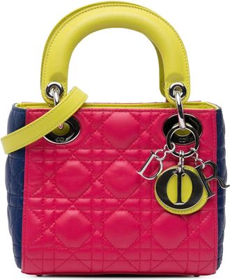 Dior Hobo Bags - Mini Tricolor Lambskin Cannage Lady Dior - Gr. unisize - in Gold - f&uuml;r Damen