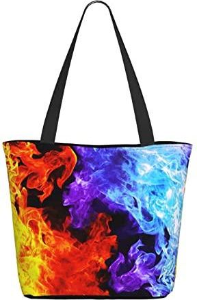 AOOEDM Sac &agrave; provisions pour femme rouge-bleu-flammes 33 x 27,9 x 17,8 cm. Le cadeau parfait pour la Saint-Valentin. Cest de la Saint-Valentin pour maman, fi