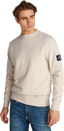 Calvin Klein Herren Sweatshirt Badge Crew Neck aus Baumwolle, Beige (Oatmeal), XXS