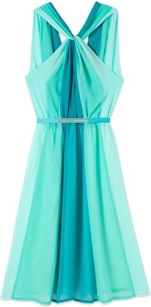Oltre Femme, Robes, Vert, Taille: 44 FR Robe &Eacute;vas&eacute;e en Georgette avec Drap&eacute;