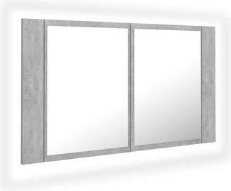 vidaXL LED-Bad-Spiegelschrank Betongrau 80x12x45 cm Acryl - Vidaxl