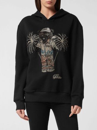 Philipp Plein Sweat &agrave; capuche en coton avec imprim&eacute; Teddy Bear et strass
