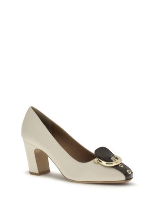 Ferragamo Womens Leather Pumps Seta Mascarpone Calf Bos Taurus High Heel Shoes