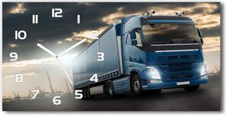 Tulup Wanduhr aus Glas 60x30 cm Glas Uhr Bild Glasuhr Gehärtetes Glas Küchenuhren - weiße Zeiger - LKW