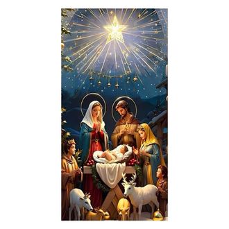 Generic Weihnachten Haust&uuml;r Abdeckung Stoff religi&ouml;se Krippe dekorative h&auml;ngende Banner f&uuml;r Zuhause Urlaub saisonale Feier innen au&szlig;en Display | Ideal f&uuml;r Wan