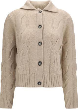 Allude Kaschmir- und Seidenpullover mit Kn&ouml;pfen - - Knitwear - Herren - Braun - M