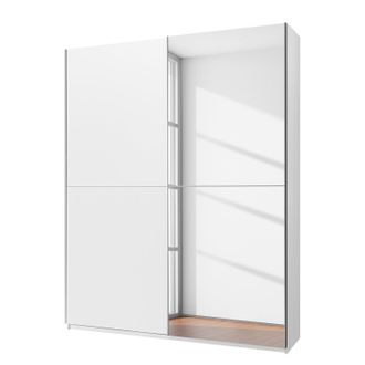 Loftscape home24 Schwebetürenschrank Niceville III 170 x 195 x 59cm Weiß/Alpinweiß/Spiegelglas
