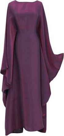Generic Robe musulmane pour femme en tissu paillet&eacute; avec ceinture et col rond style Duba&iuml; Modeste Robe caftan coupe ample tenue de soir&eacute;e, bordeaux, S