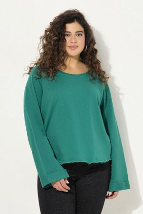 Ulla Popken Sweatshirt Sweatshirt Rollkanten Rundhals Raglan-Langarm