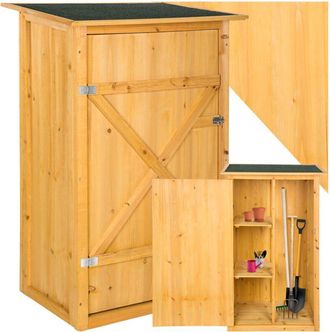 TecTake Tectake - Armoire de jardin adoss&eacute;e Taman 75 x 56 x 118 cm - marron