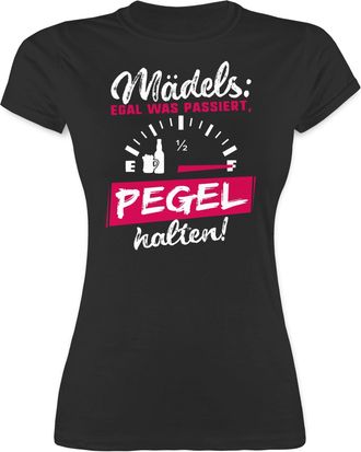 Shirtracer Shirt Damen - JGA Junggesellenabschied Frauen - M&auml;dels egal was passiert Pegel halten I Saufen I Alkohol I Party - XXL - Schwarz - trinkspruch Tshirt 