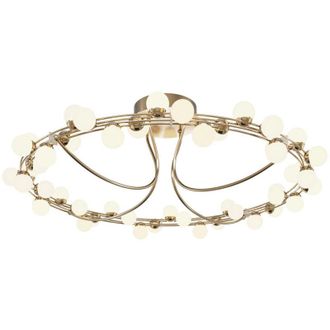Maytoni Maytoni Tessara Plafonnier semi-encastr&eacute; LED moderne int&eacute;gr&eacute; de 80 cm, dor&eacute;, 3 000 K, 5 600 lm, abat-jour blanc