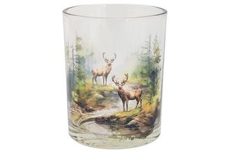 Cosy & Trendy Cosy Home Kerzenständer, Glas, transparent, Hirsch, Grün, 10 x 10 x 13 cm