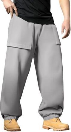 Generic Pantalon l&eacute;ger et respirant pour homme - Pour sports et activit&eacute;s par temps chaud - Taille &eacute;lastique - S&eacute;chage rapide, Cendr&eacute; clair, 4XL