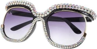 IFUNDOM Lunettes de Soleil Rétro avec Décoration Brillante Conduite Protection UV Confort Ergonomique pour Activités Extérieures