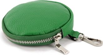 modamoda.de P10 / P08 Damen Leder Rauleder Geldb&ouml;rse M&uuml;nzgeldb&ouml;rse Taschenanh&auml;nger &oslash; 11,5 cm handmade in Italy, Farbe:Blattgr&uuml;n