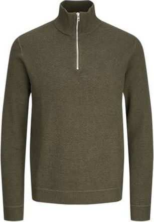 Jack & Jones Jprbluchrister Tricot Demi-Fermeture &eacute;clair Pull, Olive Night/d&eacute;tail : m&eacute;lang&eacute;, M Homme