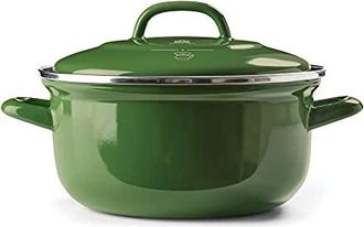 BK Indigo Holländisches Erbe Runde Deutsche Emaillierte Kasserolle mit Deckel mit PFAS-Freier Keramischer Antihaftbeschichtung, 26 cm/5,2 Liter, Induktio