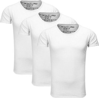 Key Largo T-Shirt Bread vintage Look uni Basic T00621 (3er-Pack, 3-tlg., 3er-Pack) Rundhalsauschnitt unifarben kurzarm slim fit