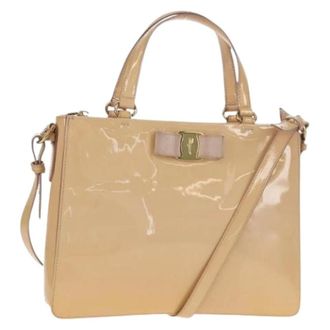 Ferragamo Sac &agrave; main en toile enduite Pre-owned - Femme - Pre-owned - Beige - Taille: ONE Size