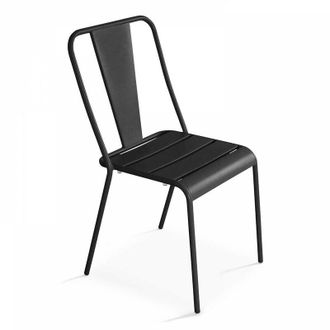 Oviala Oviala - Chaise de jardin en m&eacute;tal anthracite