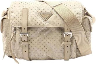 Prada Sac bandouli&egrave;re Pre-owned Re-Nylon Studs - Femme - Pre-owned - Beige - Taille: ONE Size