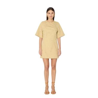 BERENICE Rucky Kurzes Jeanskleid mit silbernen Nieten - - Dresses - Damen - Beige - S
