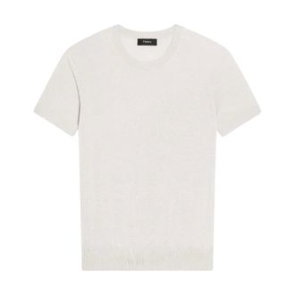 Theory Femme, Pulls, Blanc, Taille: 40 FR Pull en Laine &agrave; Manches Courtes Ivoire