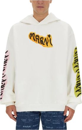 Marni Homme, Sweatshirts et sweats &agrave; capuche, Blanc, Taille: S SweaT-shirt