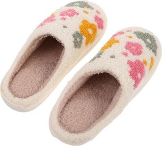 Supvox Pantoufles Int&eacute;rieures Chaudes pour Femme Pantoufles Peluche Confortables avec Motif Floral pour Maison