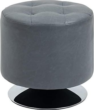 HOMCOM Homcom Repose-pieds Petit Pouf Ottoman Pivotant Rembourr&eacute; en Cuir Synth&eacute;tique de Style Moderne pour Chambre Entr&eacute;e Salon &Oslash; 45,5 x 44,5 cm Gris