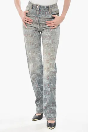 Lanvin Slim-Fit-Jeans mit geradem Bein aus bedruckter Baumwolle 20 cm Lanvin
