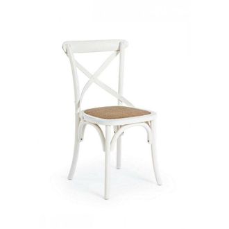 BIZZOTTO Bizzotto - Chaise bistrot 50,5x52x87 cm en bois blanc et rotin naturel - knei