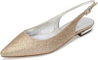 Generic Chaussures De Mariage Femmes Bout Pointu Mariée Plates Eté Plate Mariage Soirée Chaussures Ballerines 1.8Cm,Champagne,38 EU