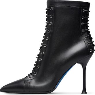 Loriblu Femme, Chaussures, Noir, Taille: 36 EU Bottines &agrave; lacets Corset en cuir de veau
