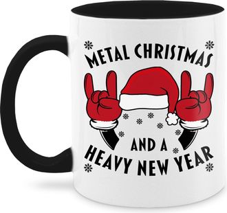 Shirtracer Tasse Tassen 325ml - Weihnachtstasse Weihnachten - Metal Christmas and a Heavy New Year - 325 ml - Schwarz - weihnachtstassen weihnachtsbecher weihnac