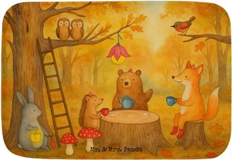 Mr. & Mrs. Panda Badvorleger Waldtiere Picknick Design - Geschenk, Badezimmerteppich, Badl&auml;ufer, Igel, Eichh&ouml;rnchen, Badteppich, duschmatte, Lustige Spr&uuml;che, Wald, Fuc
