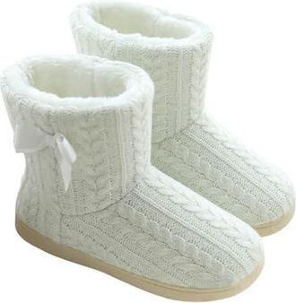 Generic Pantoufles pour femme - Chaussures dint&eacute;rieur chaudes en tricot - Doublure en peluche - &Eacute;l&eacute;gantes - Antid&eacute;rapantes - Confortables - &Agrave; enfiler - Bottes