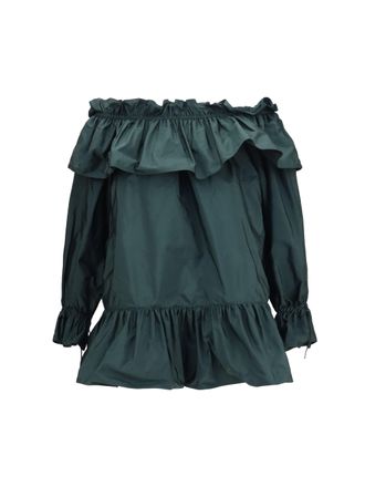 Saint Laurent Ruffled Nylon Poplin Dress - Green