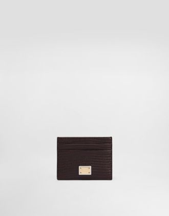 Dolce & Gabbana Kartenetui Aus Leder Mit Leguanpr&auml;gung - Frau Geldb&ouml;rsen Und Kleinlederwaren Bordeaux Leder Onesize