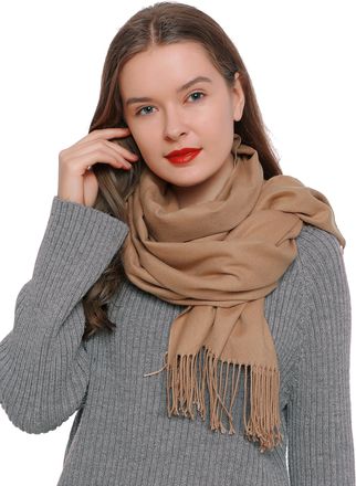 DonDon Schal Damen Winter Wollschal Winterschal warm weich 185 x 65 cm khaki sandfarben