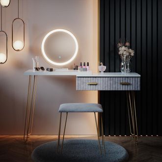 Vicco Schminktisch Grau Zoey 120x76x37 cm - Frisiertisch, setzt EIN modernes Statement im Raum