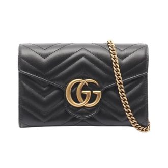 Gucci Pre-owned GG Marmont Leder Schultertasche - - Pre-owned - Damen - Schwarzk - ONE SIZE